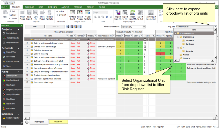 RiskyProject Help Content